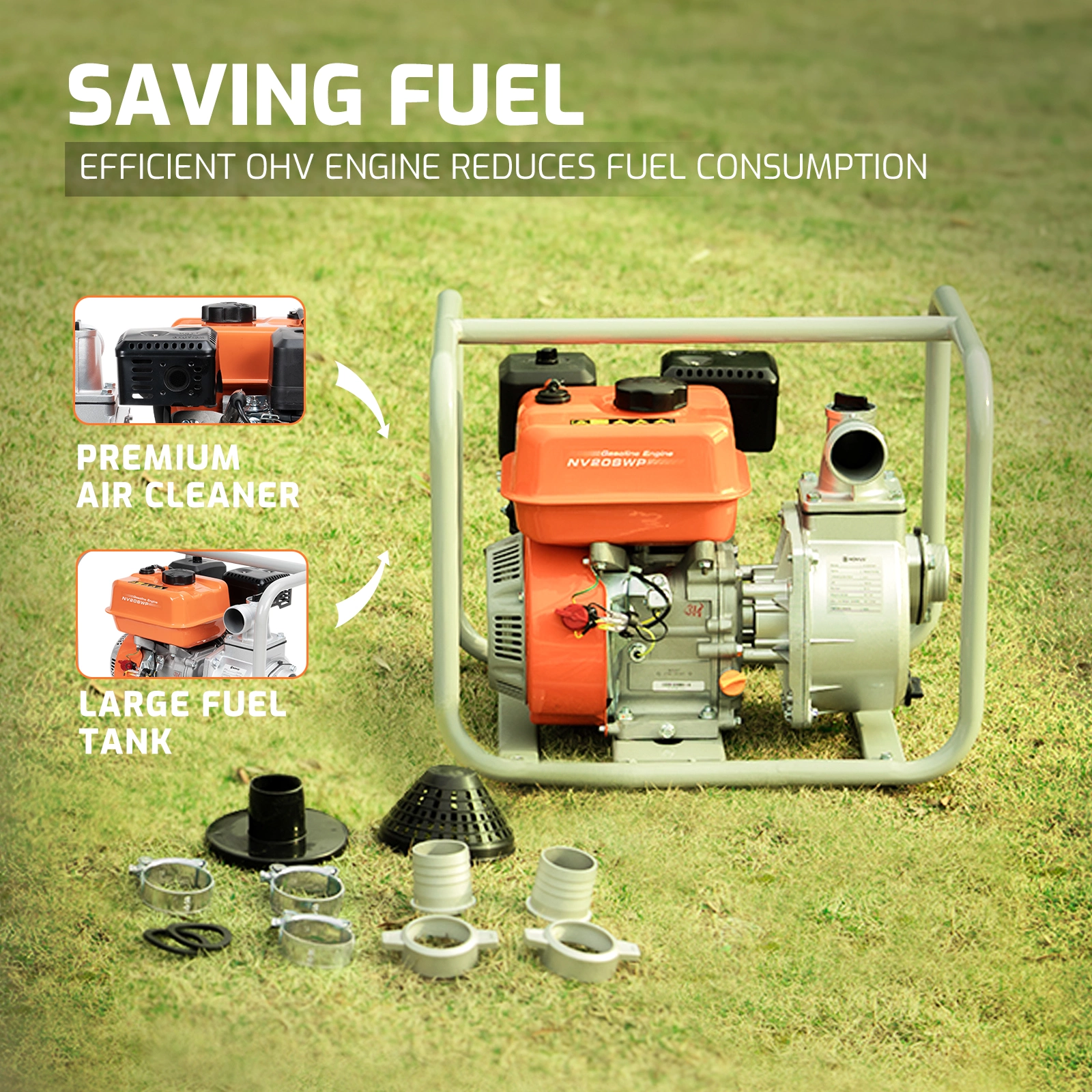 2 inch Semi-Trash Water Pump - Gas Powered 212CC Novus NV20SWP