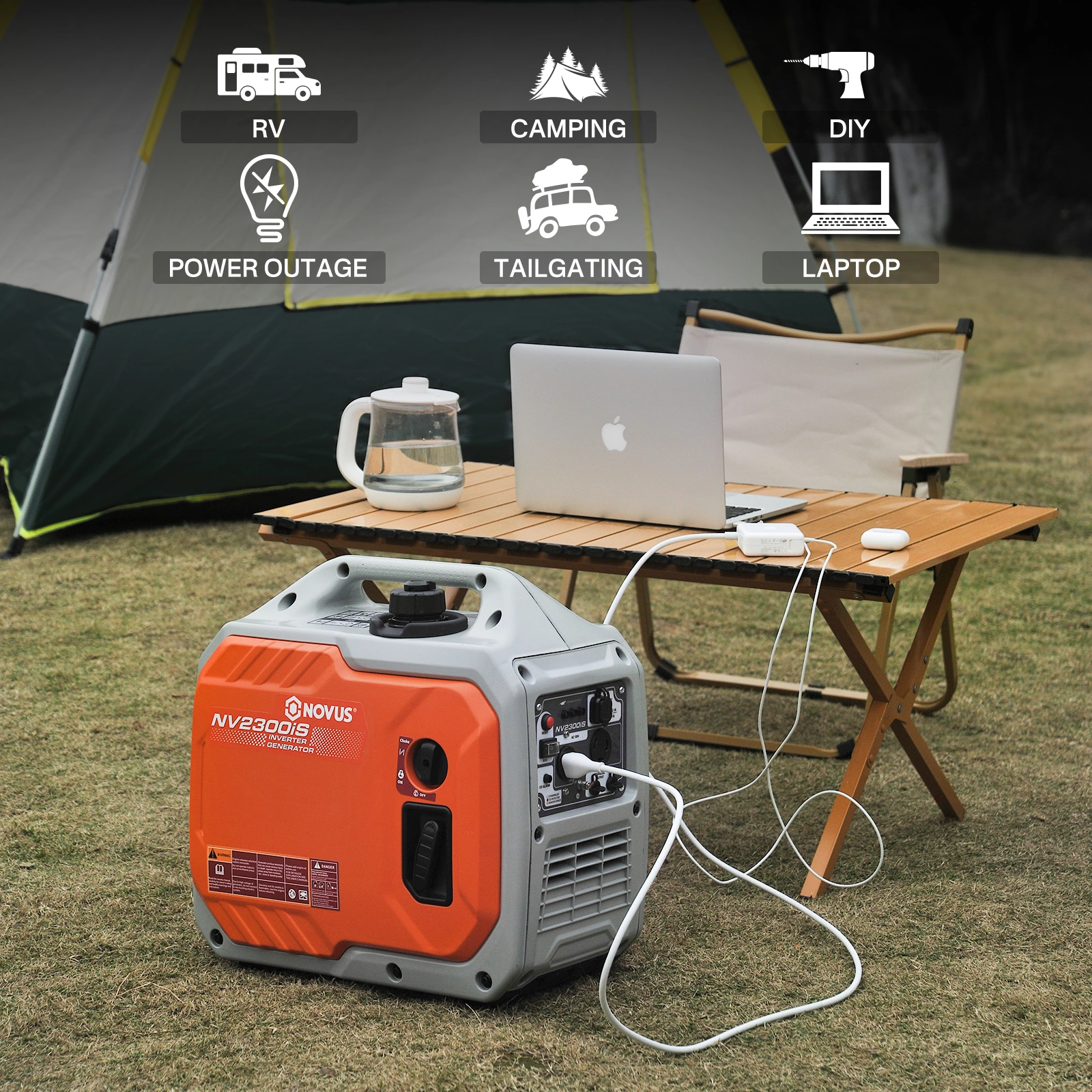 2300W Inverter Generator with CO Sensor NV2300iS – Novus