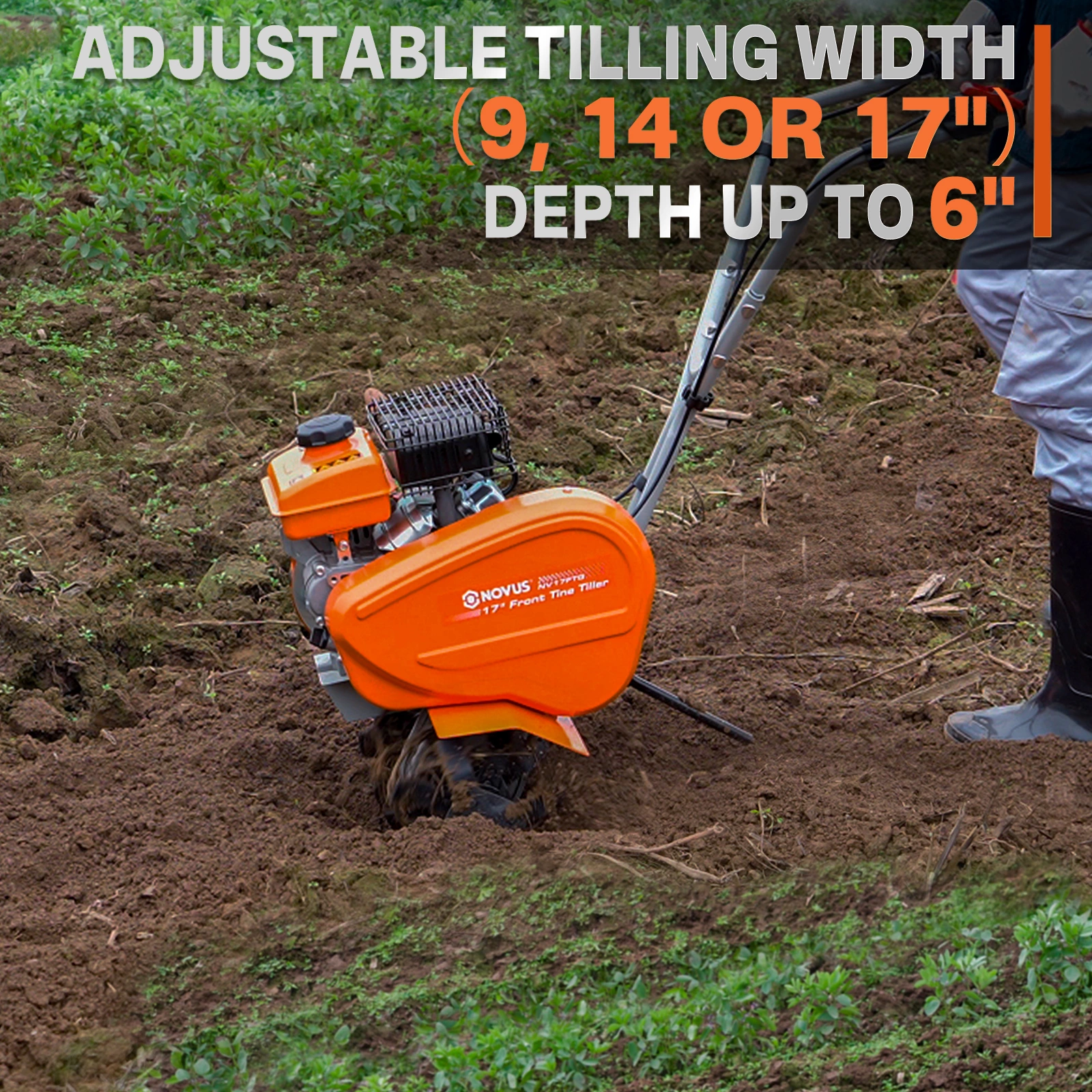 17-Inch 2-in-1 Front Tine Tiller (79cc) NV17FTG – Novus