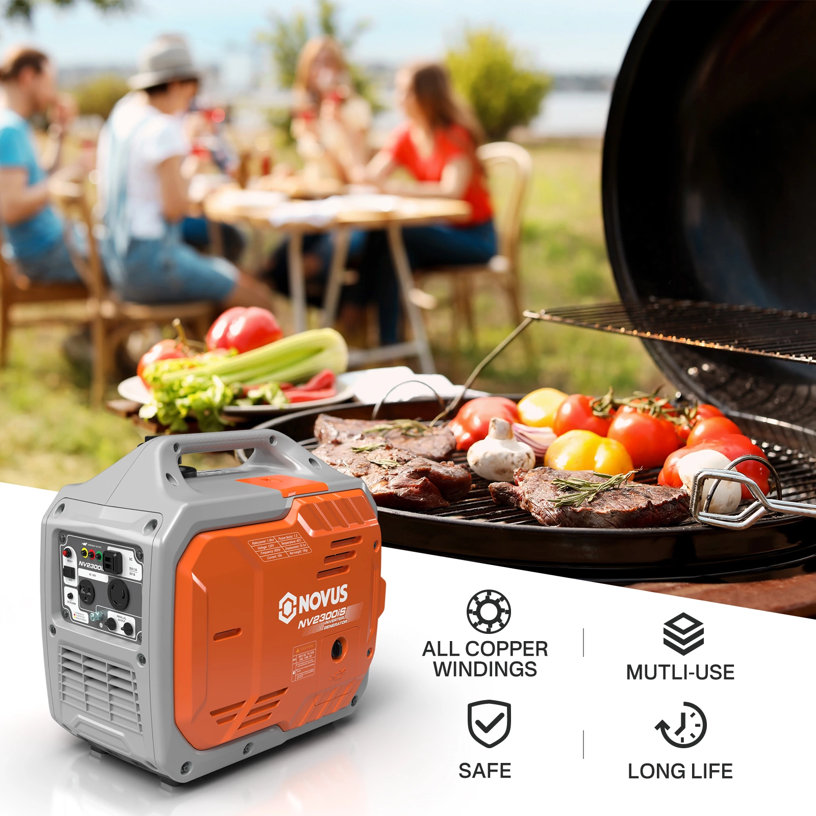 2300W Inverter Generator with CO Sensor NV2300iS – Novus