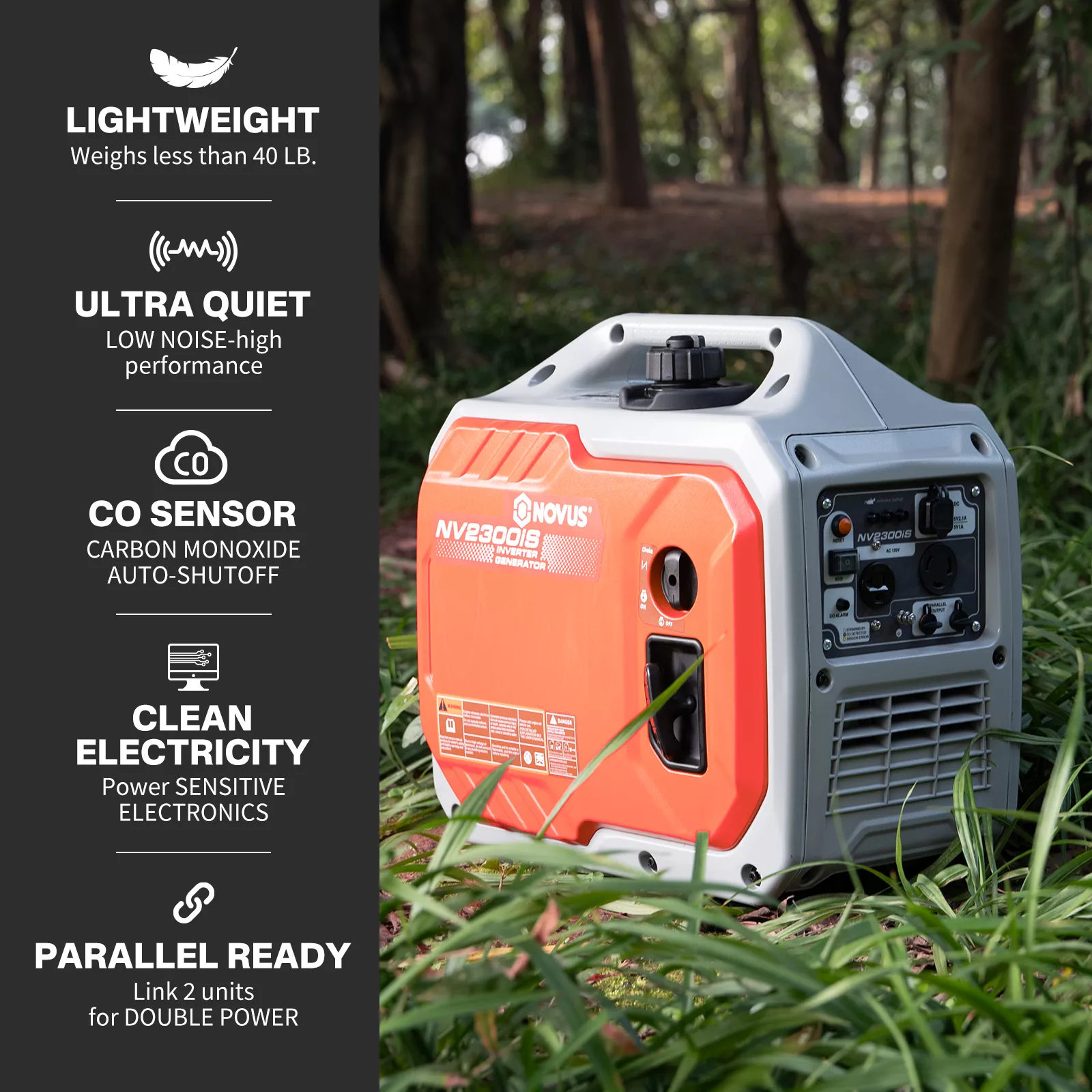 2300W Inverter Generator with CO Sensor NV2300iS – Novus
