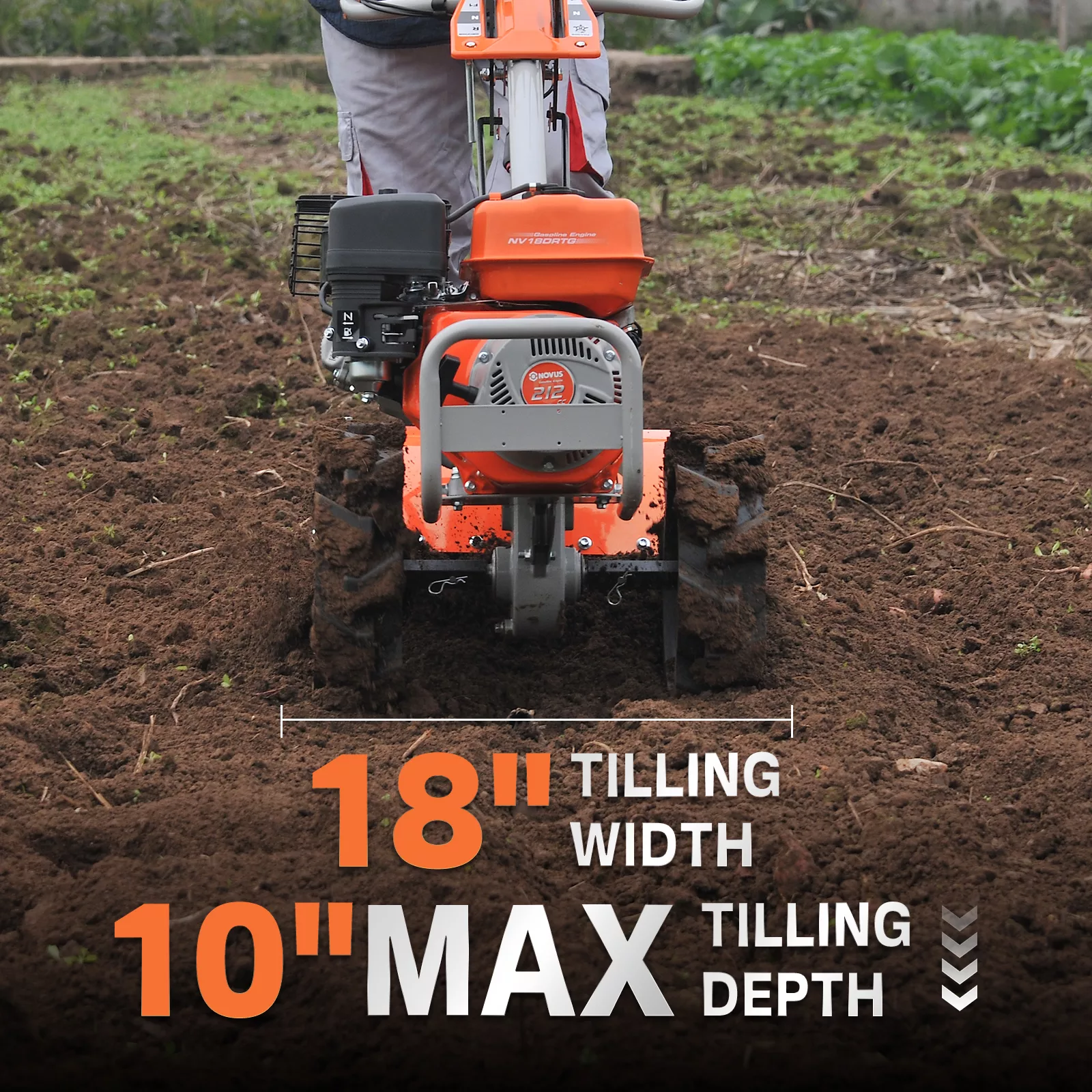 18-Inch Rear Tine Tiller (212cc) NV18DRTG – Novus